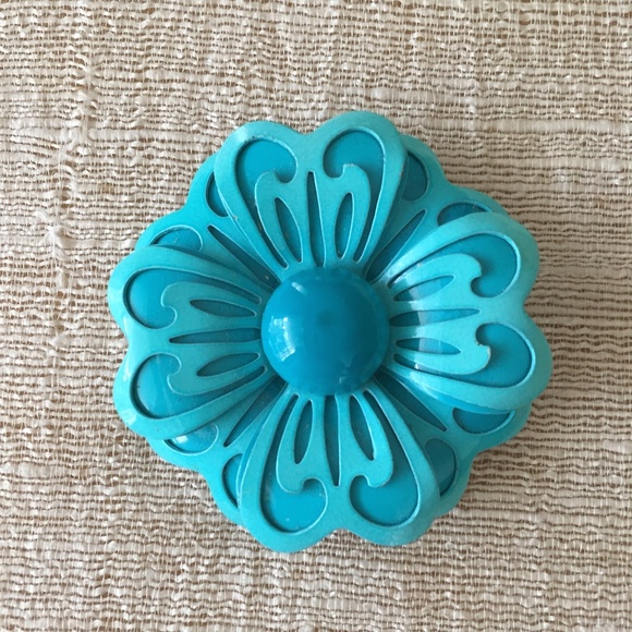 Vintage | Jewelry | Vintage Turquoise Enamel Flower Brooch | Poshmark